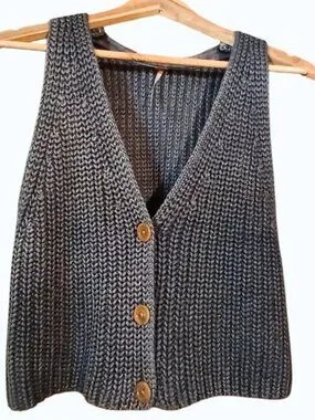 Free People | Jackets & Coats | Free People Gray Chunky Knit Button ...